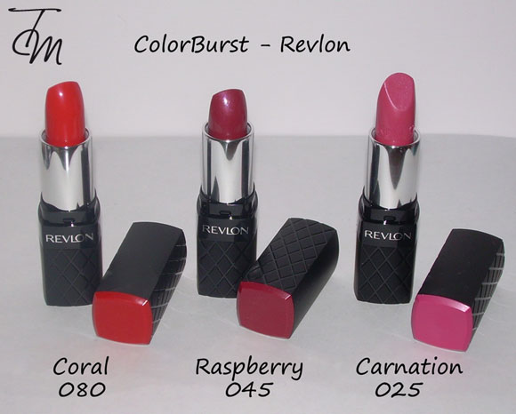 Revlon Color Burst Lipstick Coral, Raspberry, Carnation [Review, Photo ...